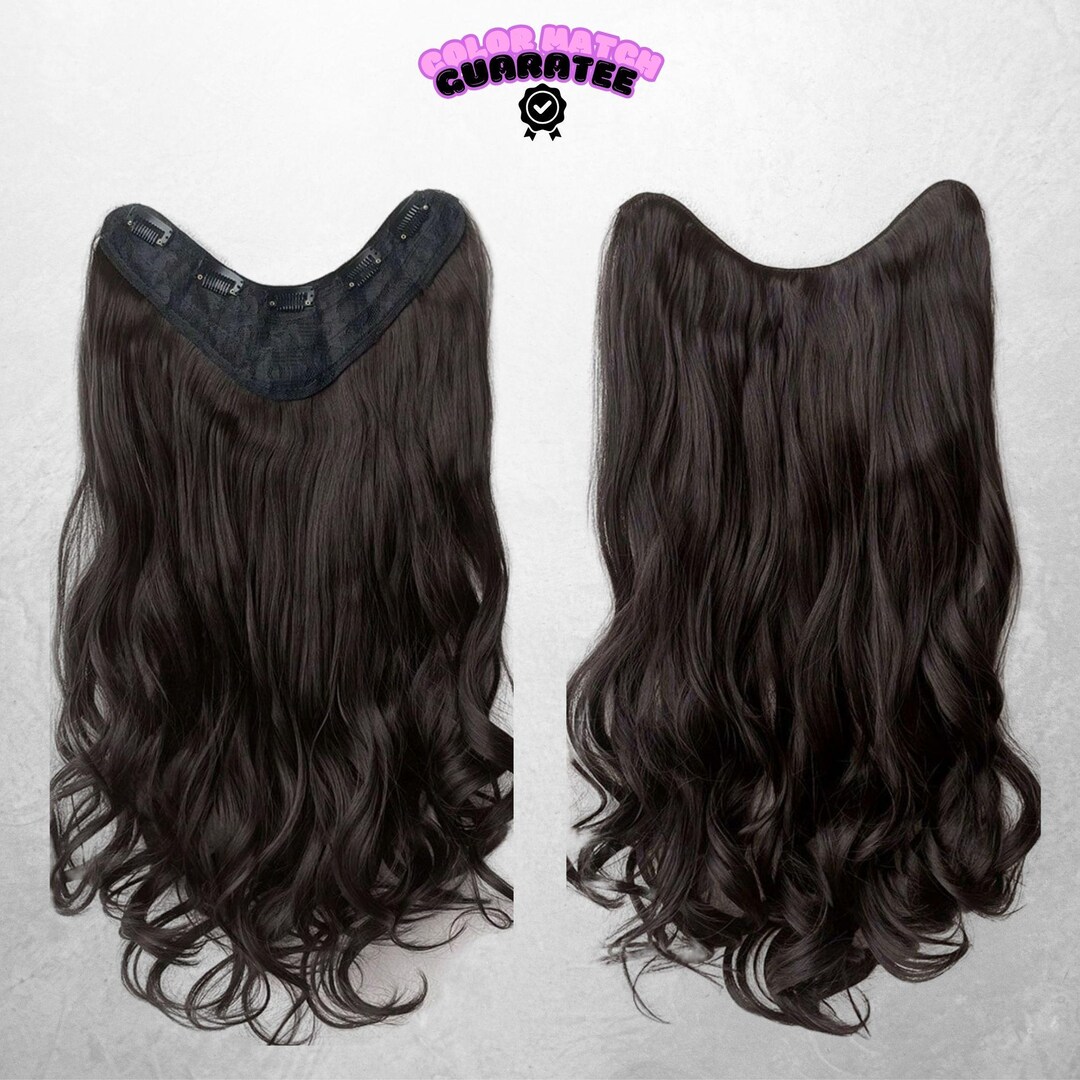 Black Brown Hair Extention, V-shaped Clip in Hair Extensions,women ...