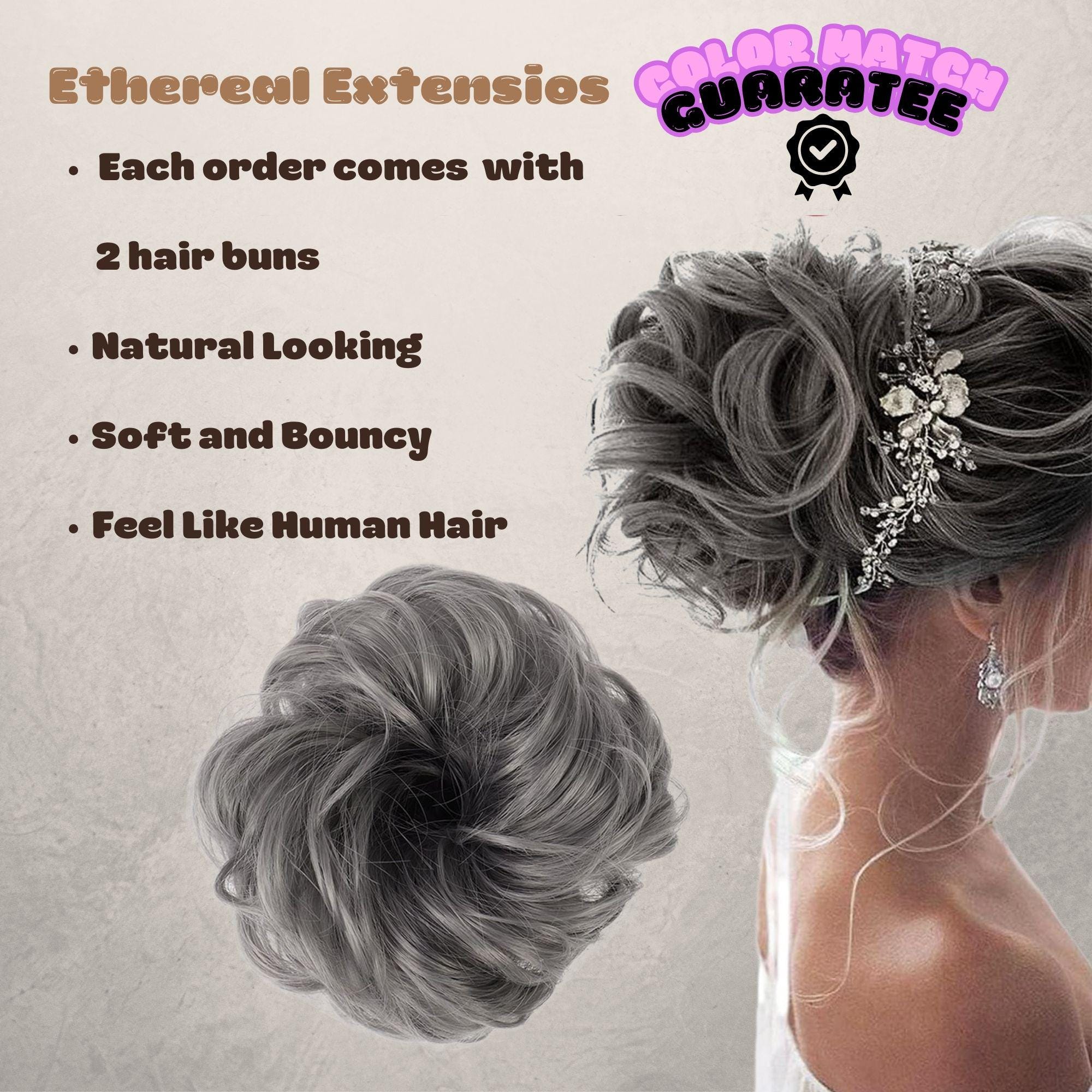 Messy Hair Piece, Hair Bun, Hair Scrunchies Extension, Curly Wavy Hair ...