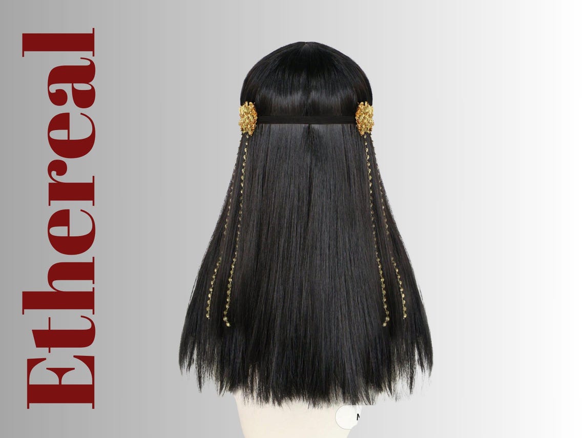 Egyptian Queen Wig | Cleopatra Style Black Wig With Snake Headpiece ...