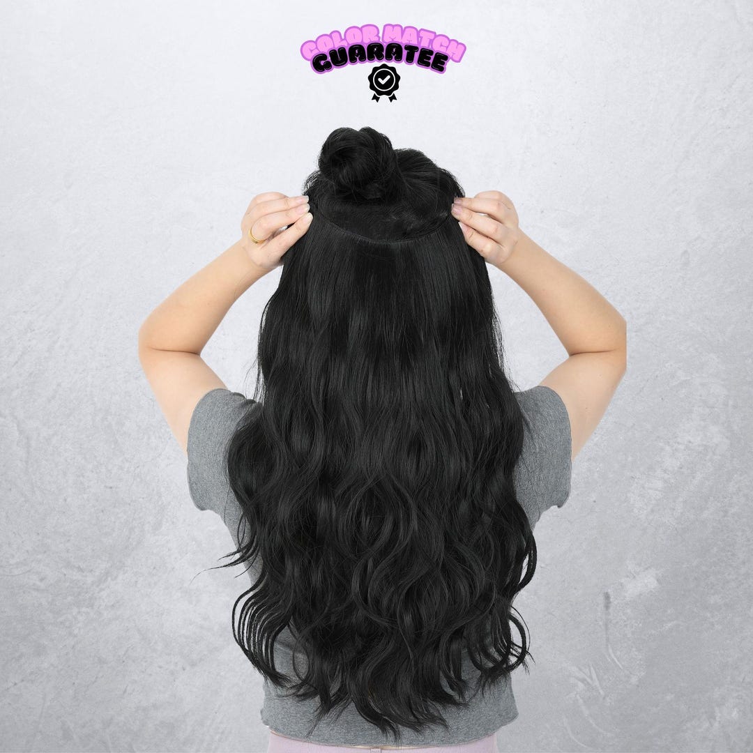 Black Hair Extention, 24 Inch Black U-shaped Clip in Hair Extensions ...