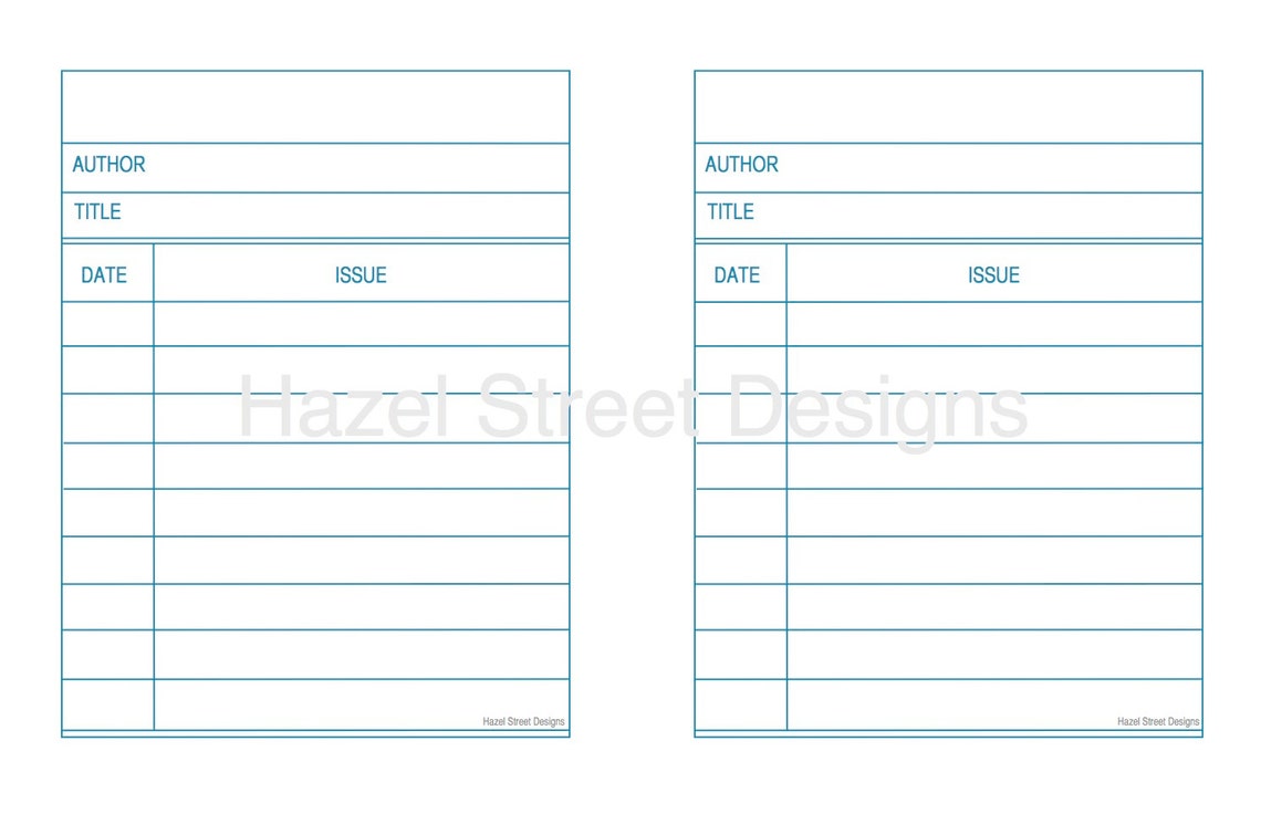 Library Card Template - Digital File - Etsy