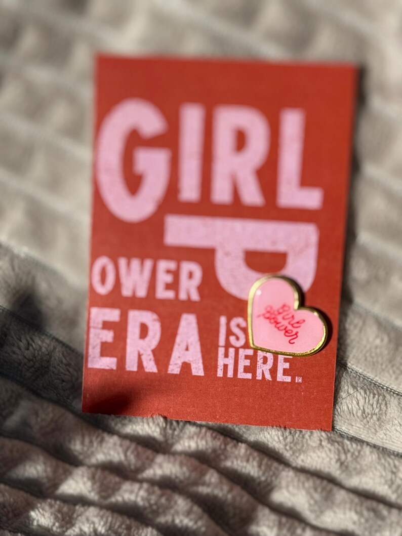 Female Empowerment Pin With Heart – “girl Power” Enamel Pin on Card ...
