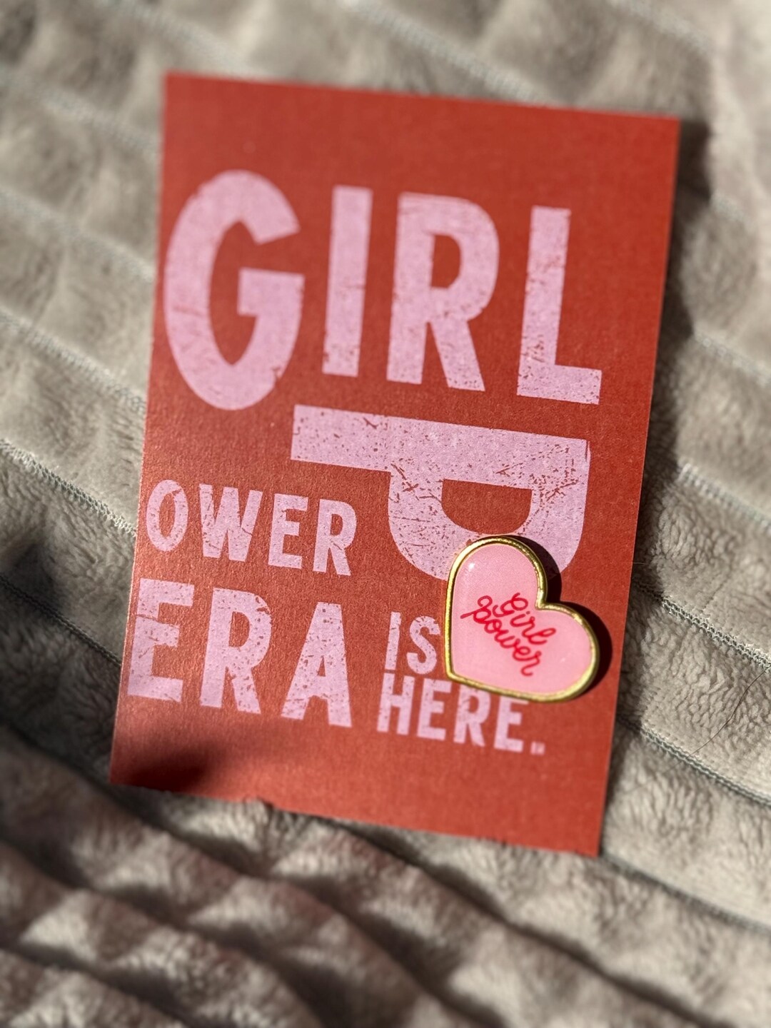 Female Empowerment Pin With Heart – “girl Power” Enamel Pin on Card ...