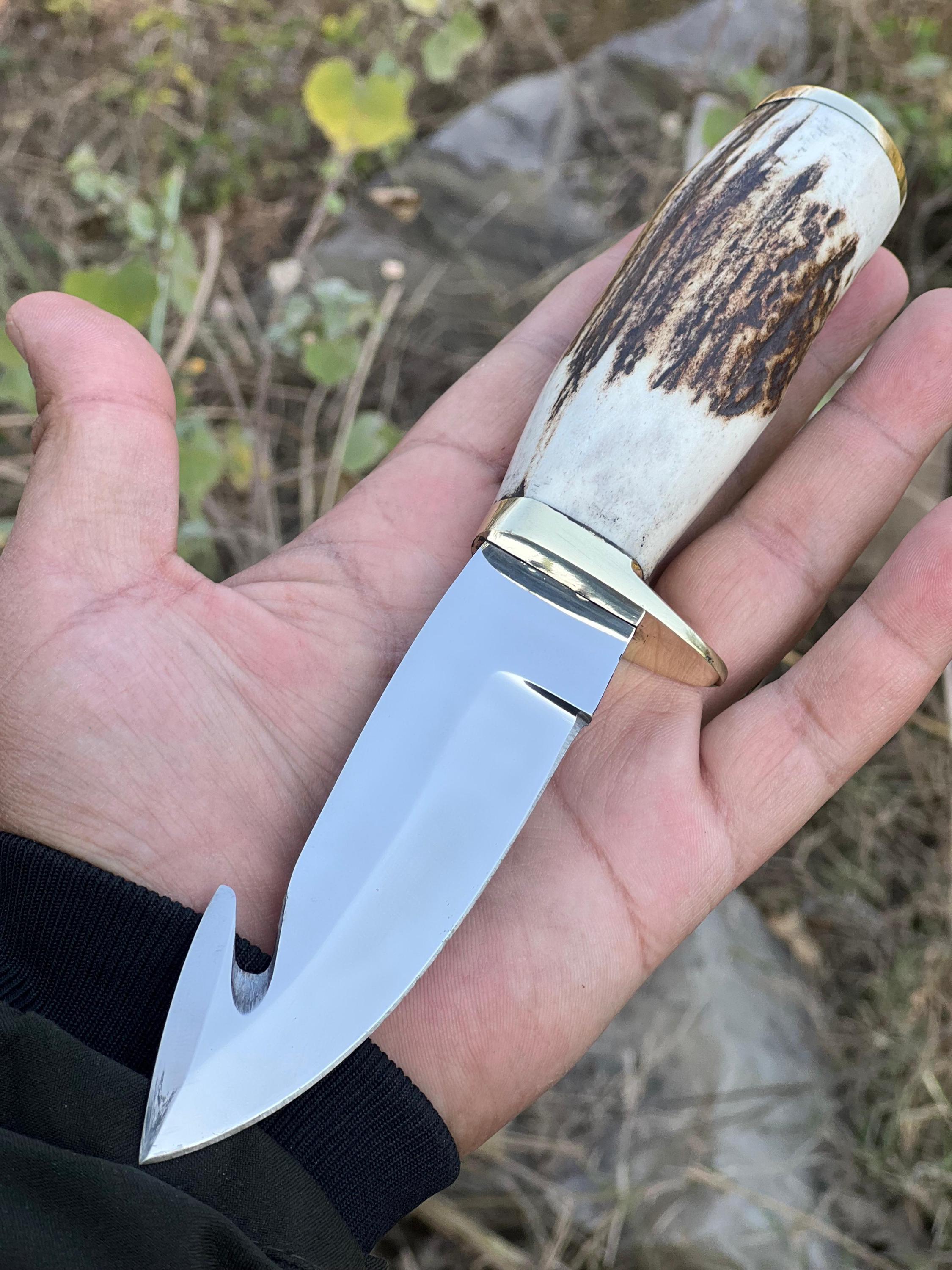 Gut Hook Bowie Knife, Skinner Knife, Short Knife, D2 Steel Bowie Knife ...