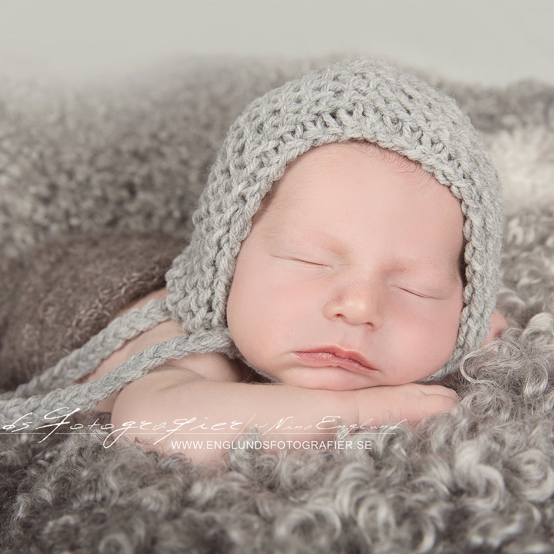 Knit Newborn Bonnet Pattern, Easy Baby Hat Knitting Tutorial, Boy Girl ...