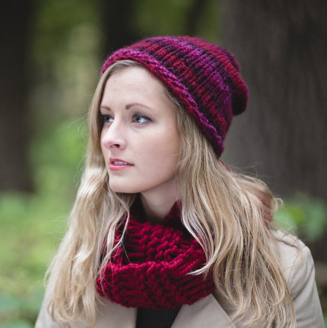Beginner Knit Slouchy Hat Pattern, Easy Beanie Knitting Pattern, Chunky ...