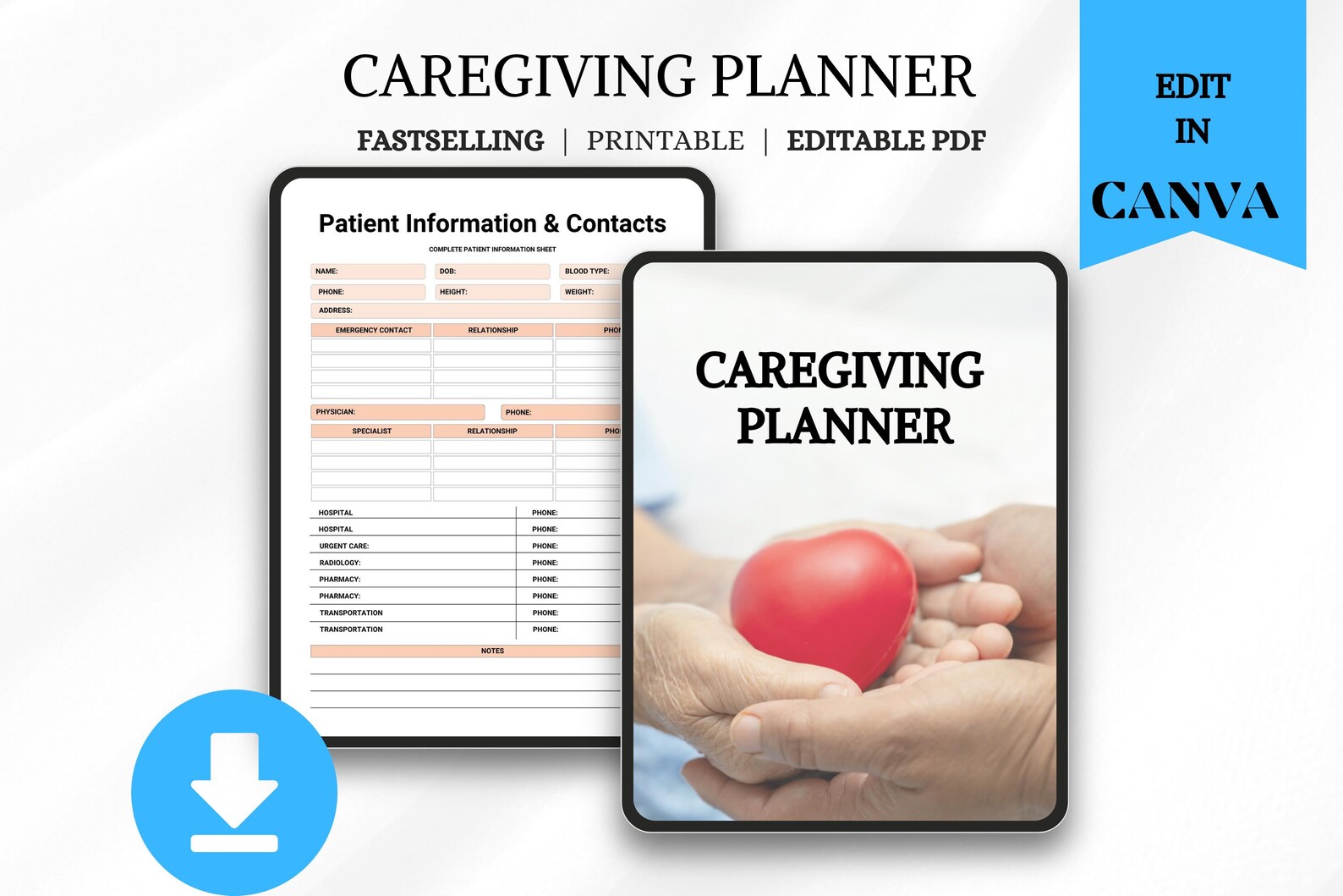 Printable Caregiver Organizer | Track Tasks, Health Logs and Doctor ...