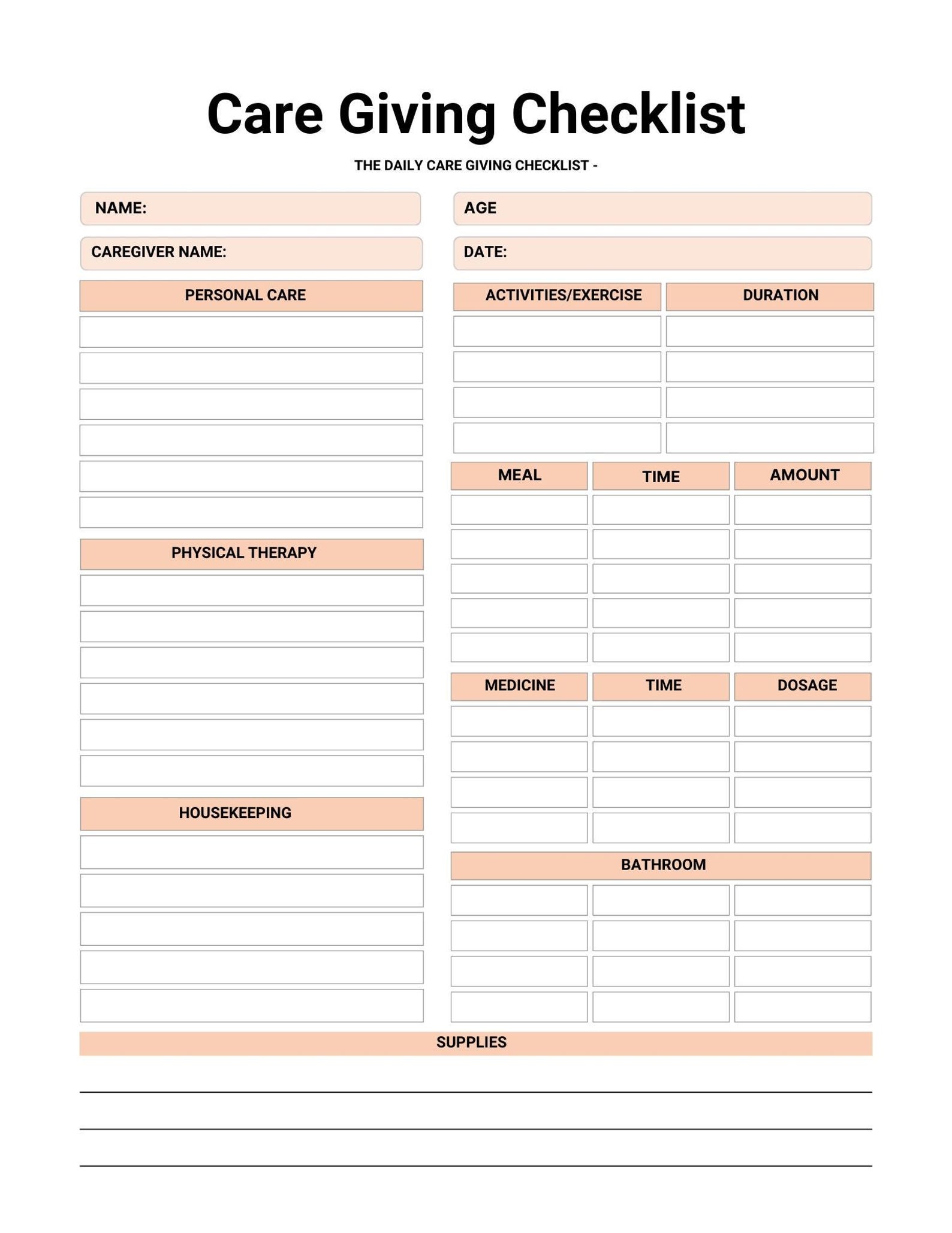 Printable Caregiver Organizer | Track Tasks, Health Logs and Doctor ...