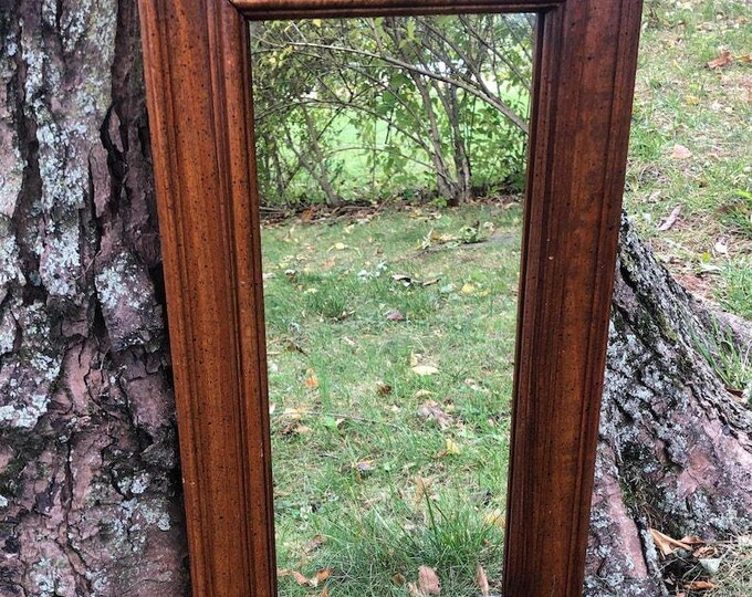 Vintage Rectangle Wood Mirror, Small Wood Mirror, Narrow Mirror ...