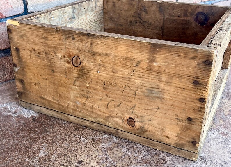 Vintage Wood Crate, Square Wood Crate, Farm House Crate, Rustic Wood ...