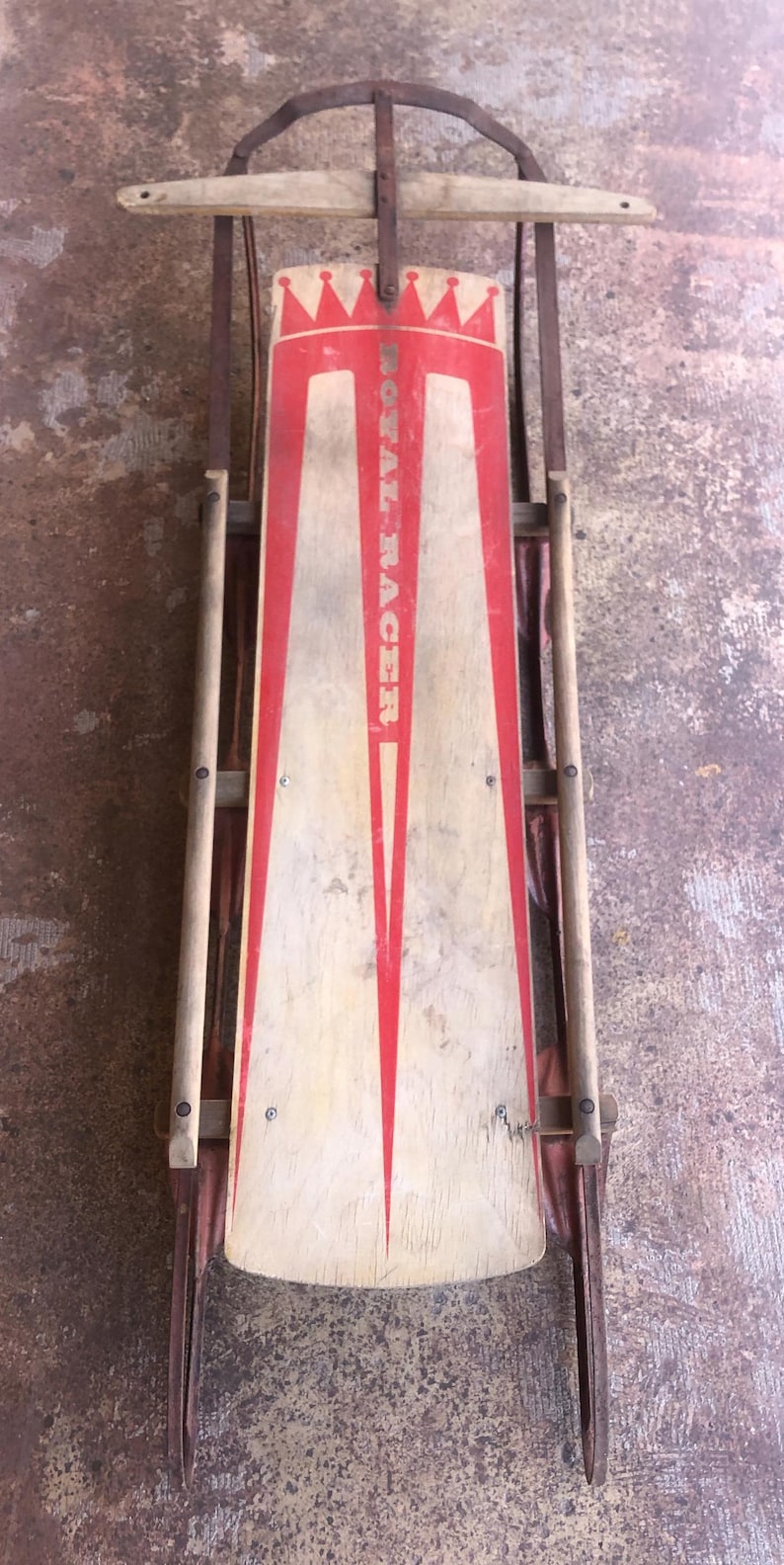 Vintage Royal Racer Sled, Vintage Wood Sled, Metal Rails, Winter Decor ...