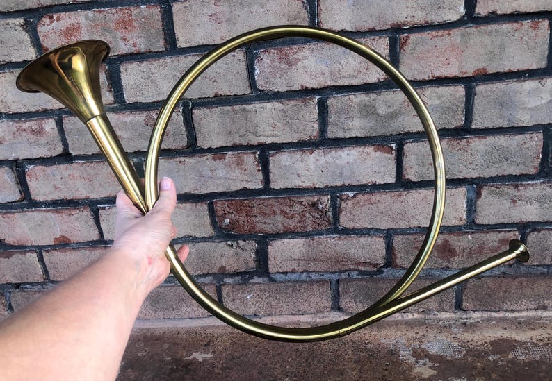 Vintage Large Brass Horn, Horn Decor, Decorative Horn, Christmas Horn ...