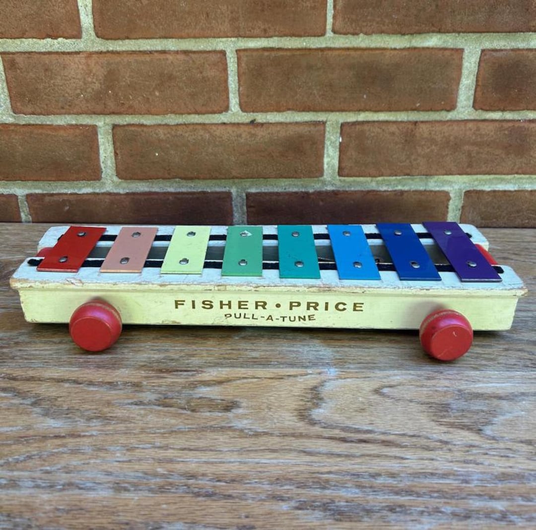 Vintage Fisher Price Pull-a-tune Xylophone Toy: Wooden Wheels, 1957 ...