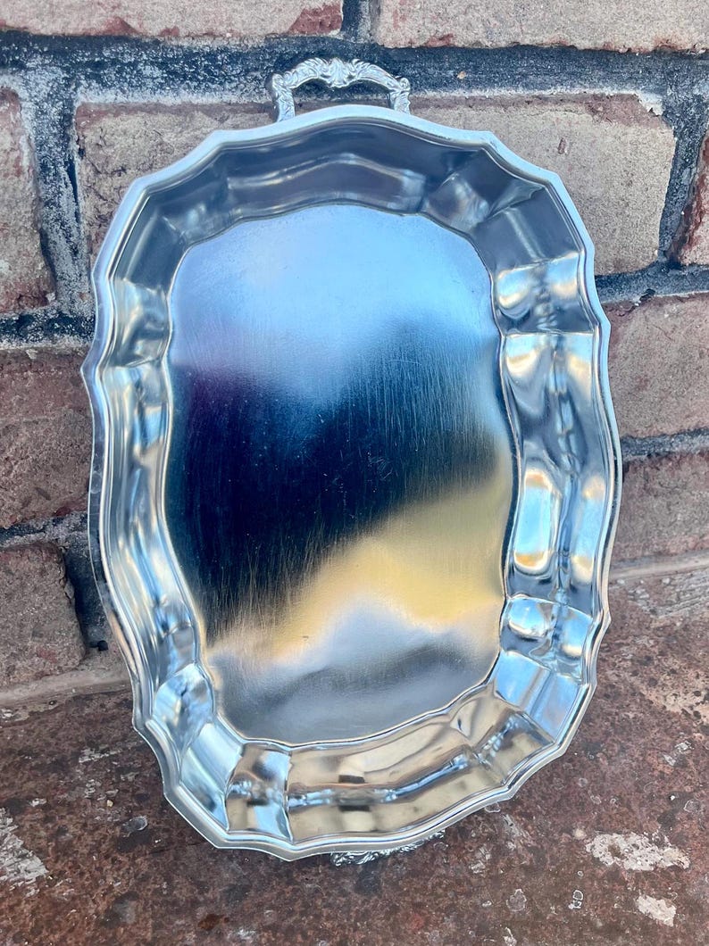 Vintage Set of Silver Trays, Decorative Trays, Serving Trays, Serving ...