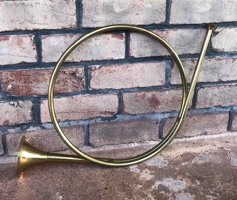 Vintage Large Brass Horn, Horn Decor, Decorative Horn, Christmas Horn ...