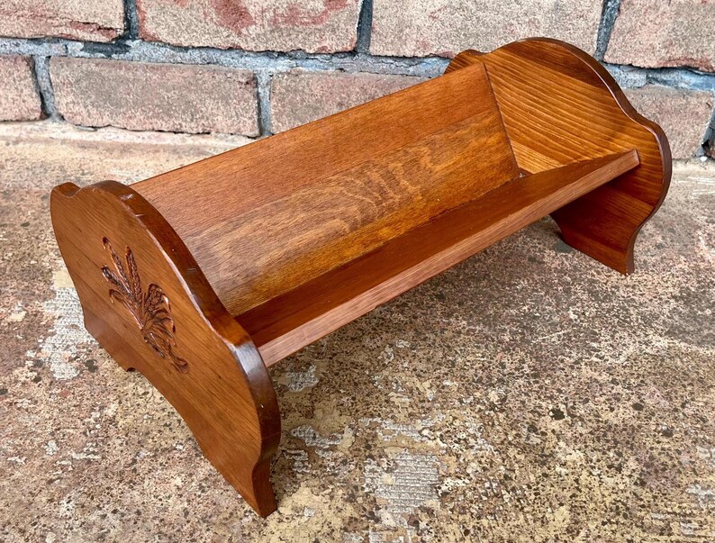 Rustic Wood Table Top Book Shelf, Counter Top Book Riser, Engraved ...