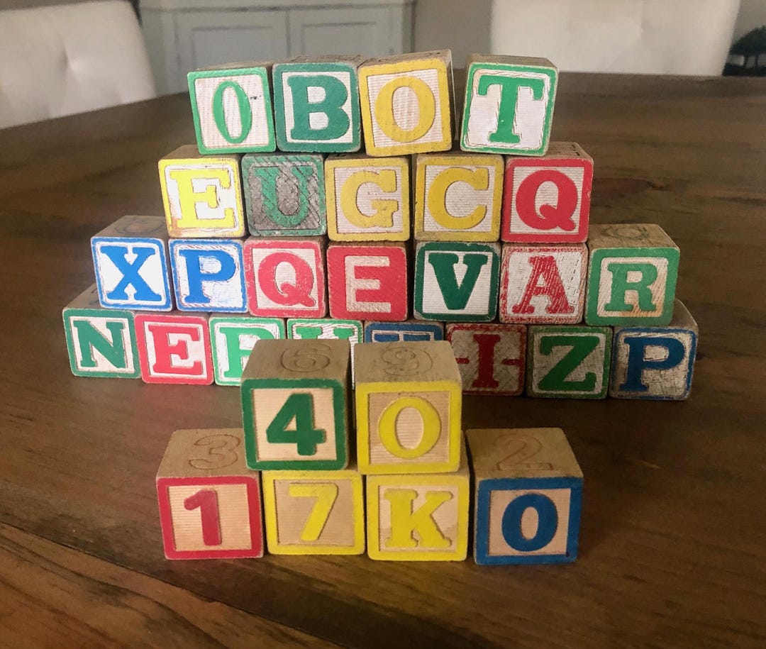 Vintage Building Blocks, Kid's Wood Blocks, Wooden Building Blocks ...