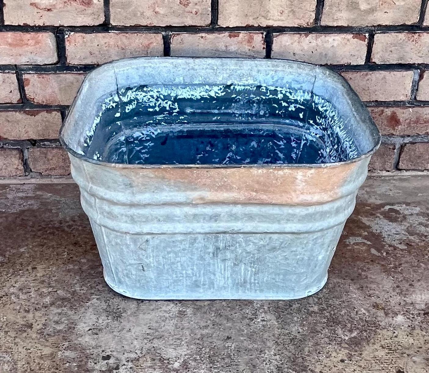 Vintage Galvanized Metal Wash Tub: Rustic Square Drink Cooler - Etsy