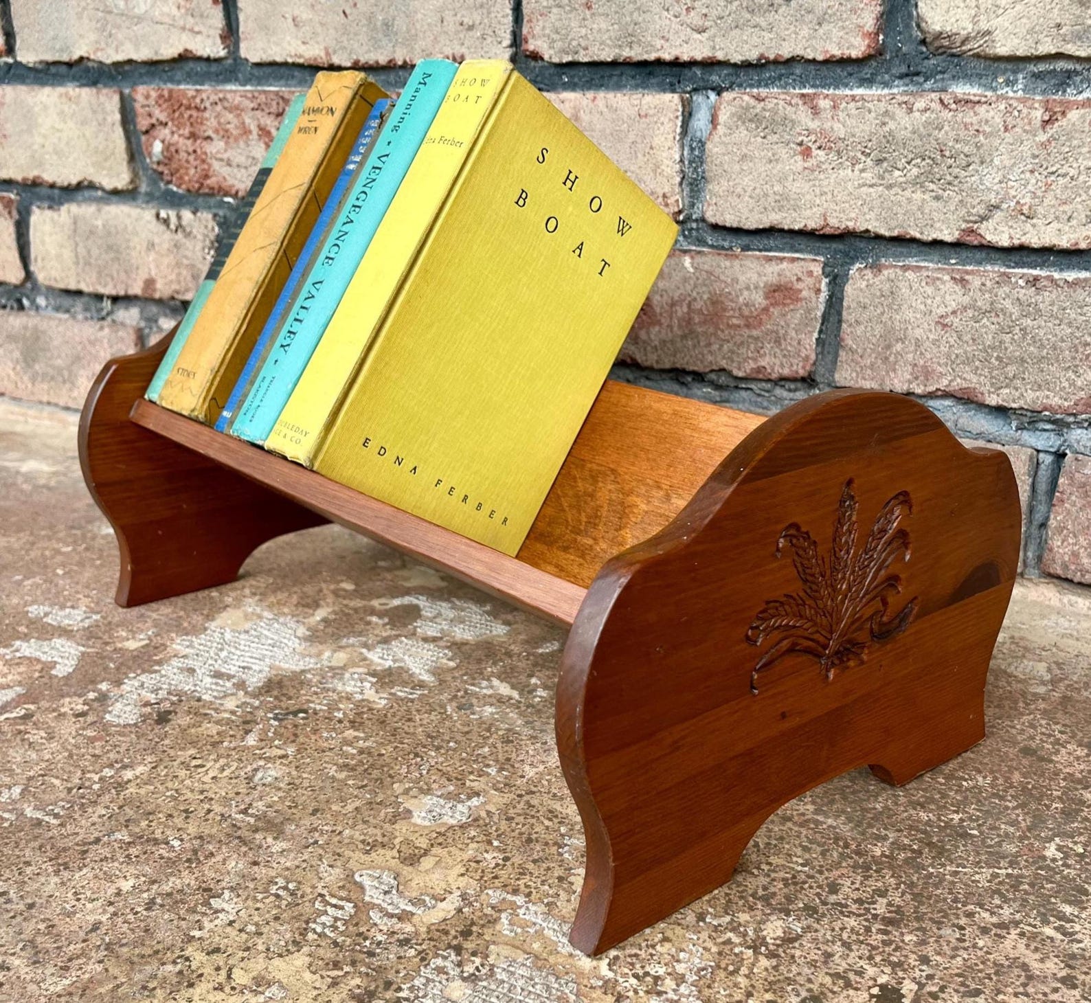 Rustic Wood Table Top Book Shelf, Counter Top Book Riser, Engraved ...