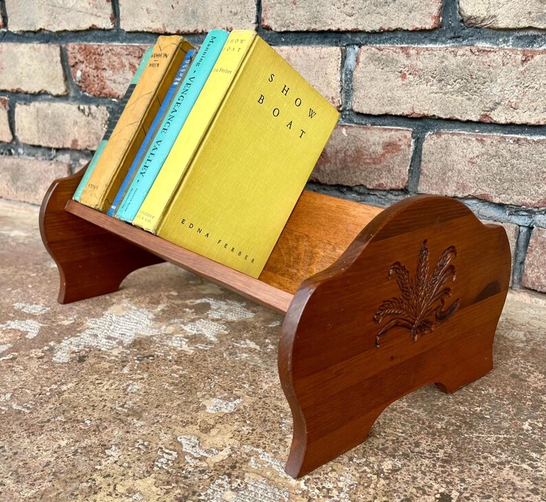 Rustic Wood Table Top Book Shelf, Counter Top Book Riser, Engraved ...