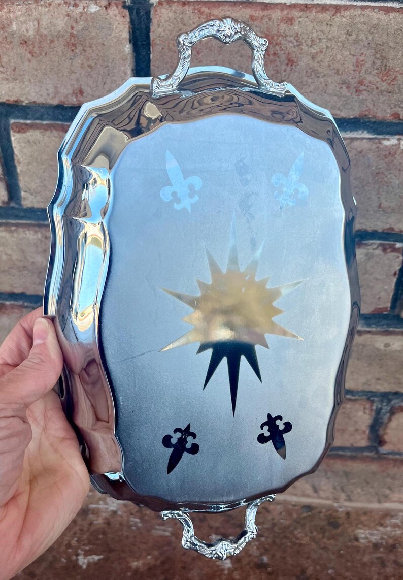Vintage Set of Silver Trays, Decorative Trays, Serving Trays, Serving ...