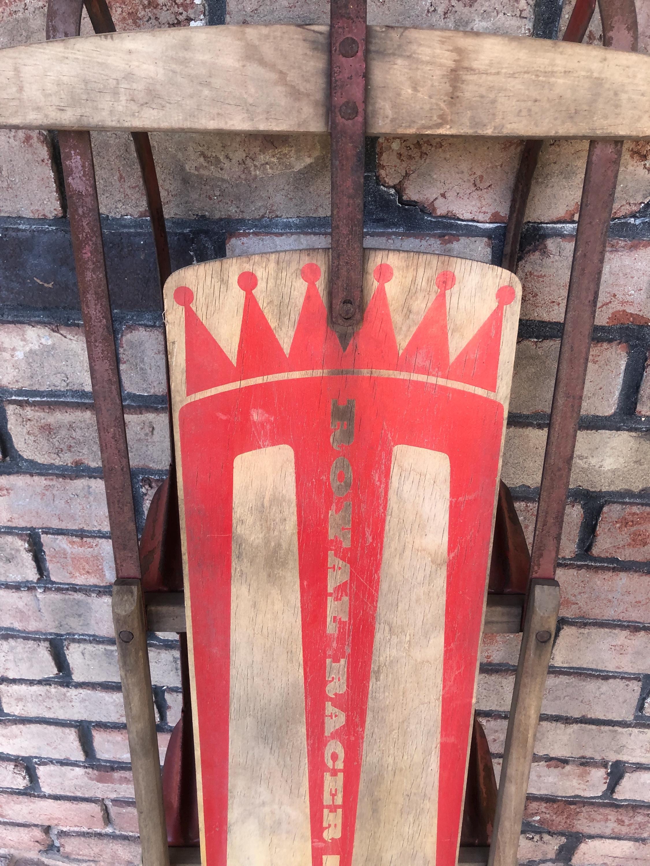 Vintage Royal Racer Sled, Vintage Wood Sled, Metal Rails, Winter Decor ...