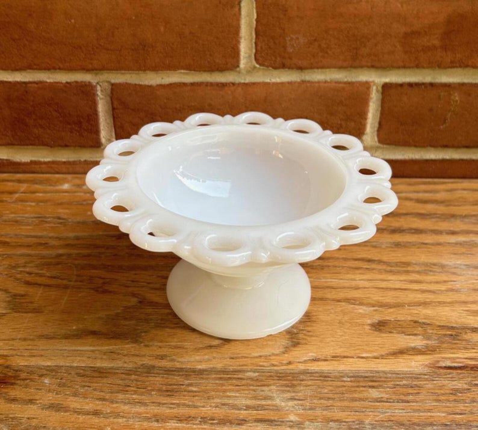 Vintage Pedestal Milk Glass Dish, Decorative Milk Glass Bowl, Footed ...