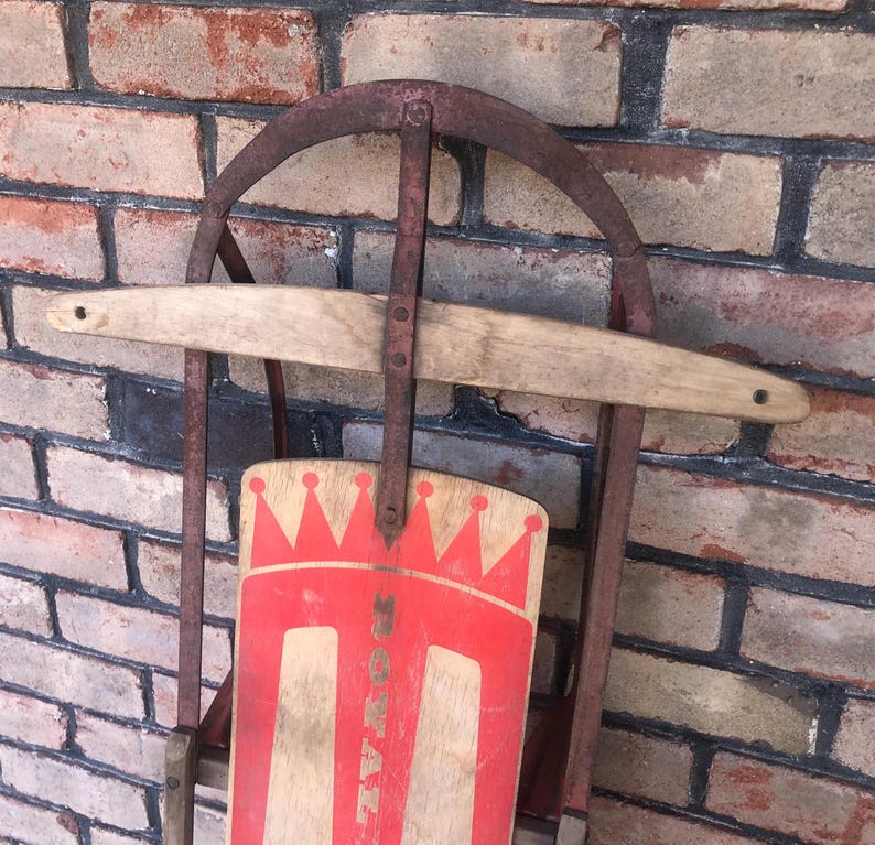 Vintage Royal Racer Sled, Vintage Wood Sled, Metal Rails, Winter Decor ...