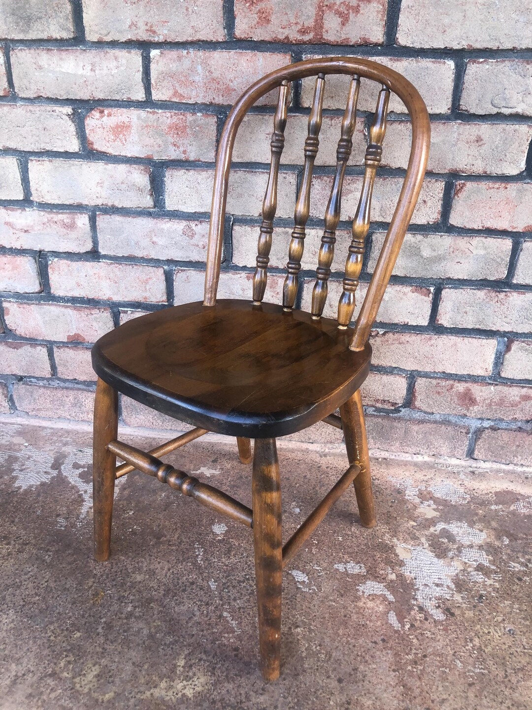Vintage Spindle Back Children's Chair, Small Wood Kid's Chair, Photo ...