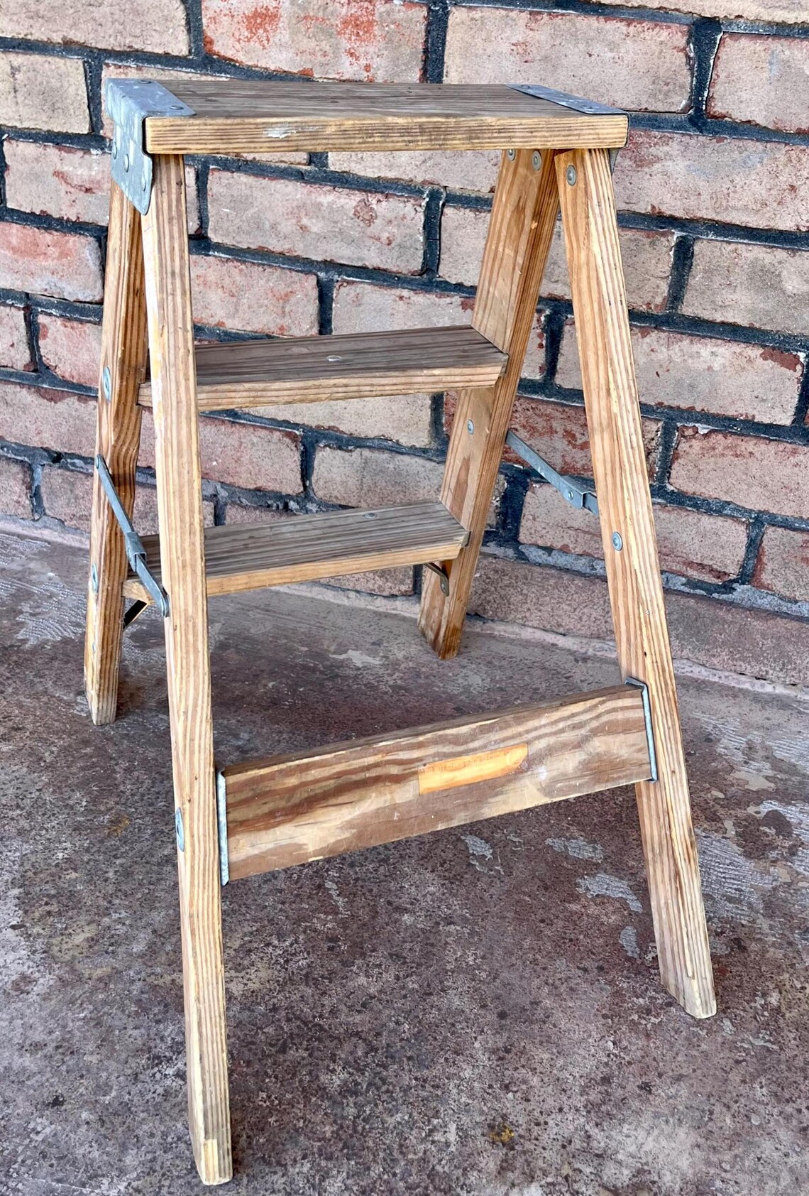 Vintage Wood Step Ladder, Small Step Ladder, Two Foot Step Ladder ...
