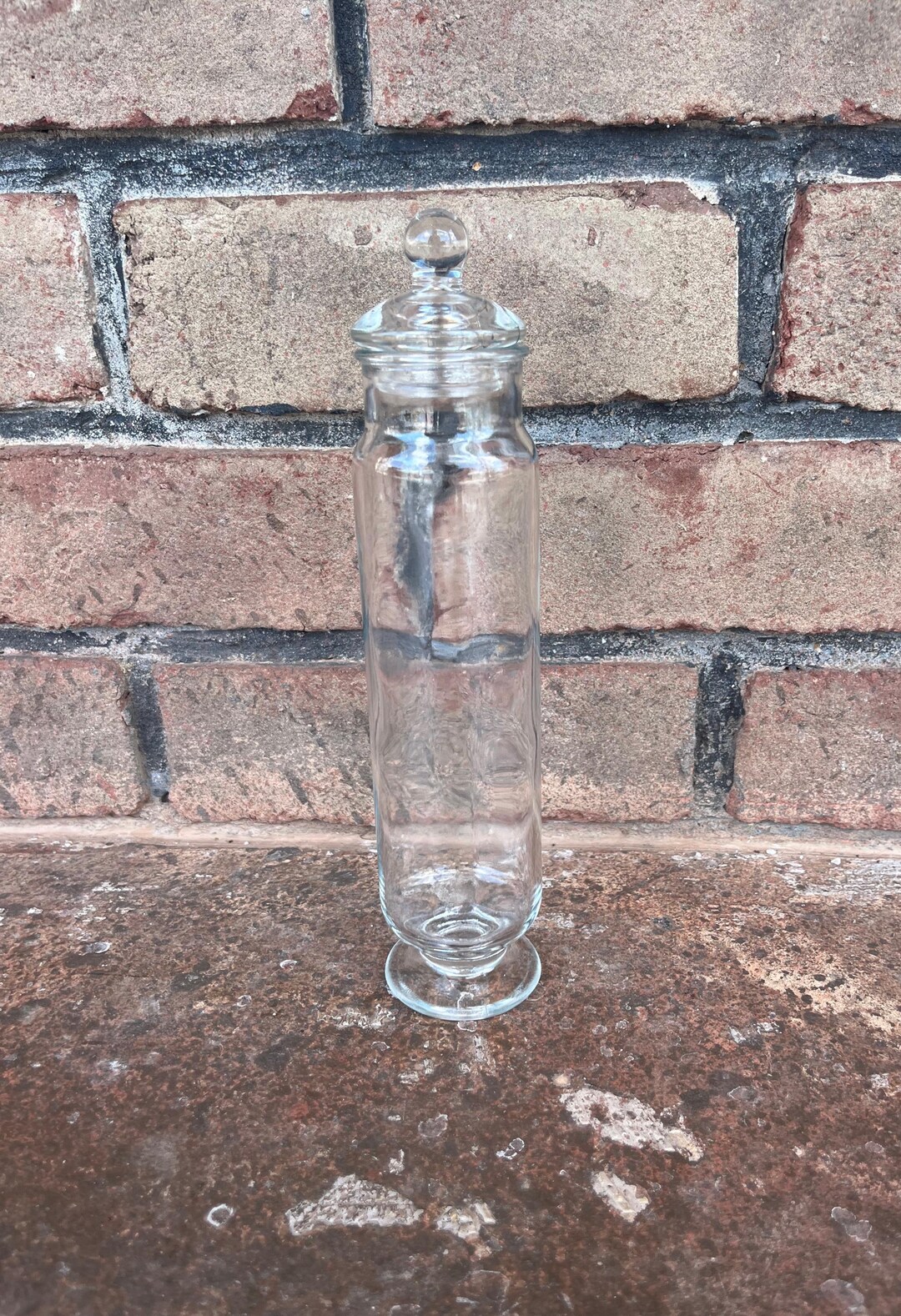 Vintage Glass Apothecary Style Jar, Tall Skinny Glass Container ...