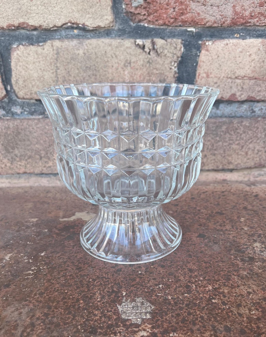 Vintage Cut Glass Pedestal Dish: Candy, Candle, Flower Display (FTDA ...