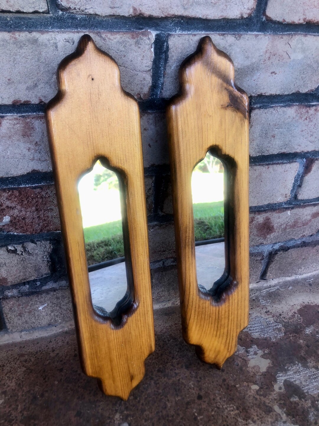 Vintage Set of Wood Mirrors, Cottage Core Mirrors, Decorative Mirrors ...