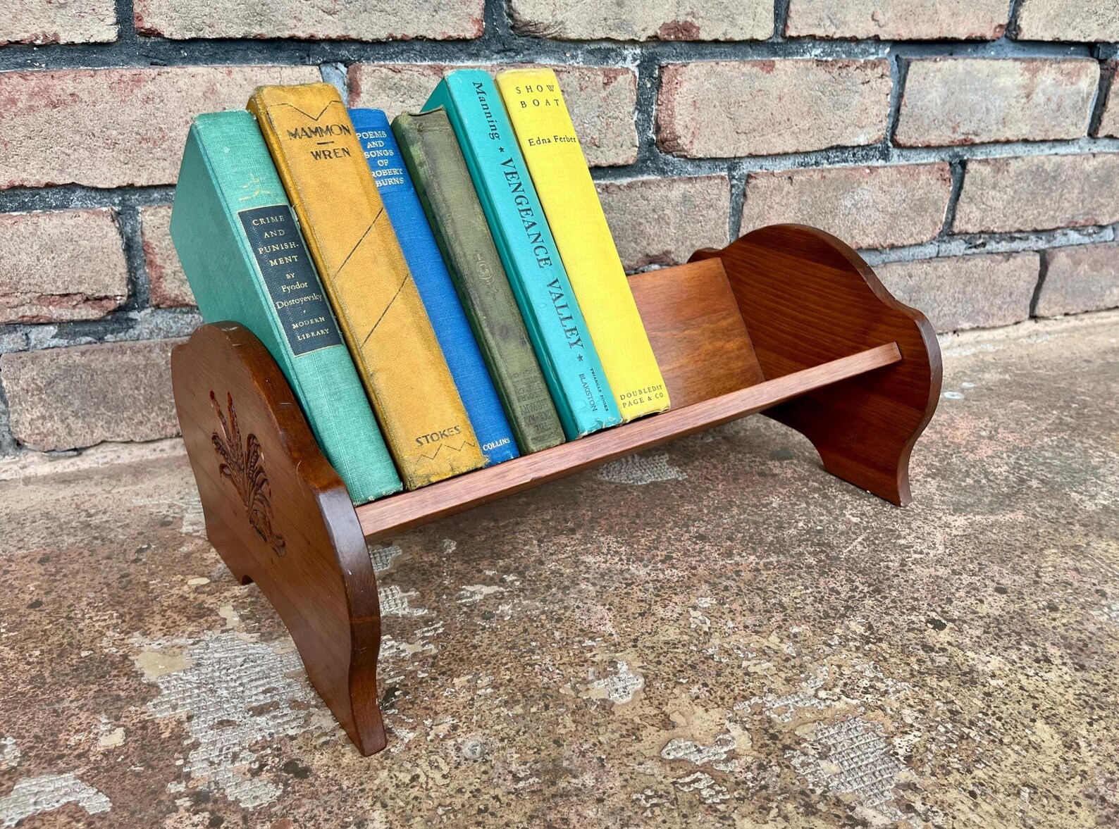 Rustic Wood Table Top Book Shelf, Counter Top Book Riser, Engraved ...