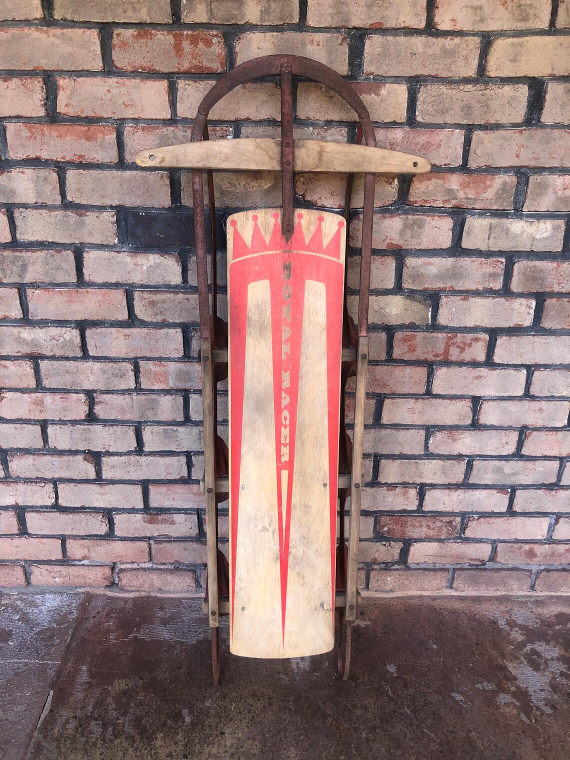 Vintage Royal Racer Sled, Vintage Wood Sled, Metal Rails, Winter Decor ...