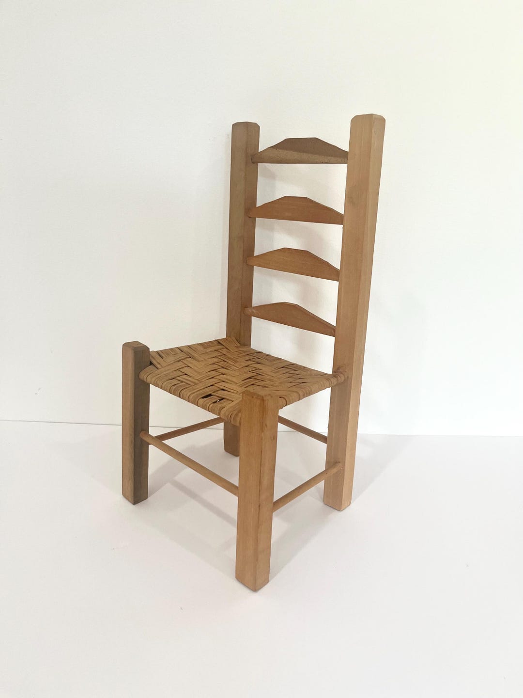 Vintage Wood Ladder Back Doll Chair: Woven Seat Plant Stand - Etsy