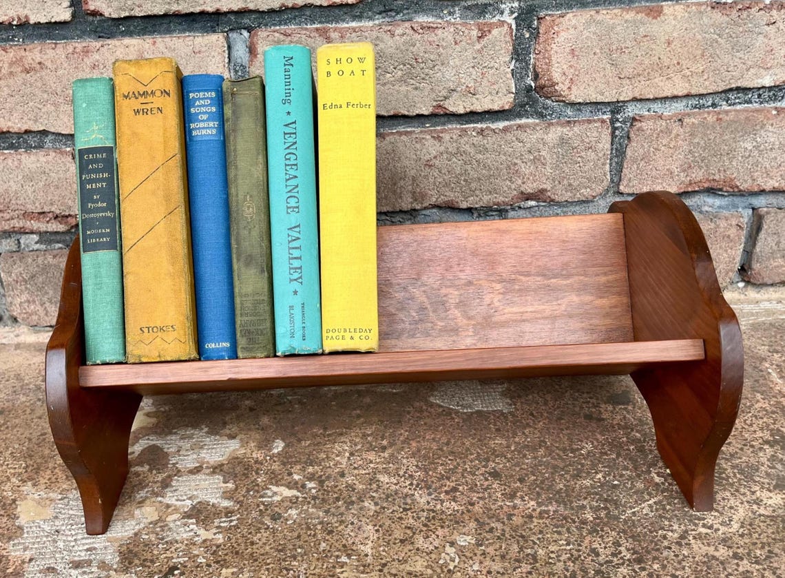 Rustic Wood Table Top Book Shelf, Counter Top Book Riser, Engraved ...