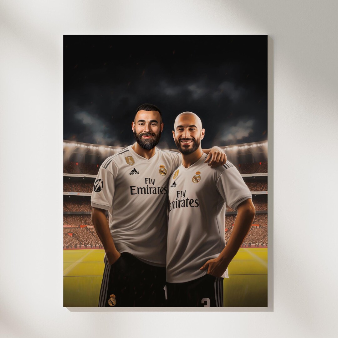 Custom Soccer Cartoon Portrait With Karim Benzema Football Lover Fan ...