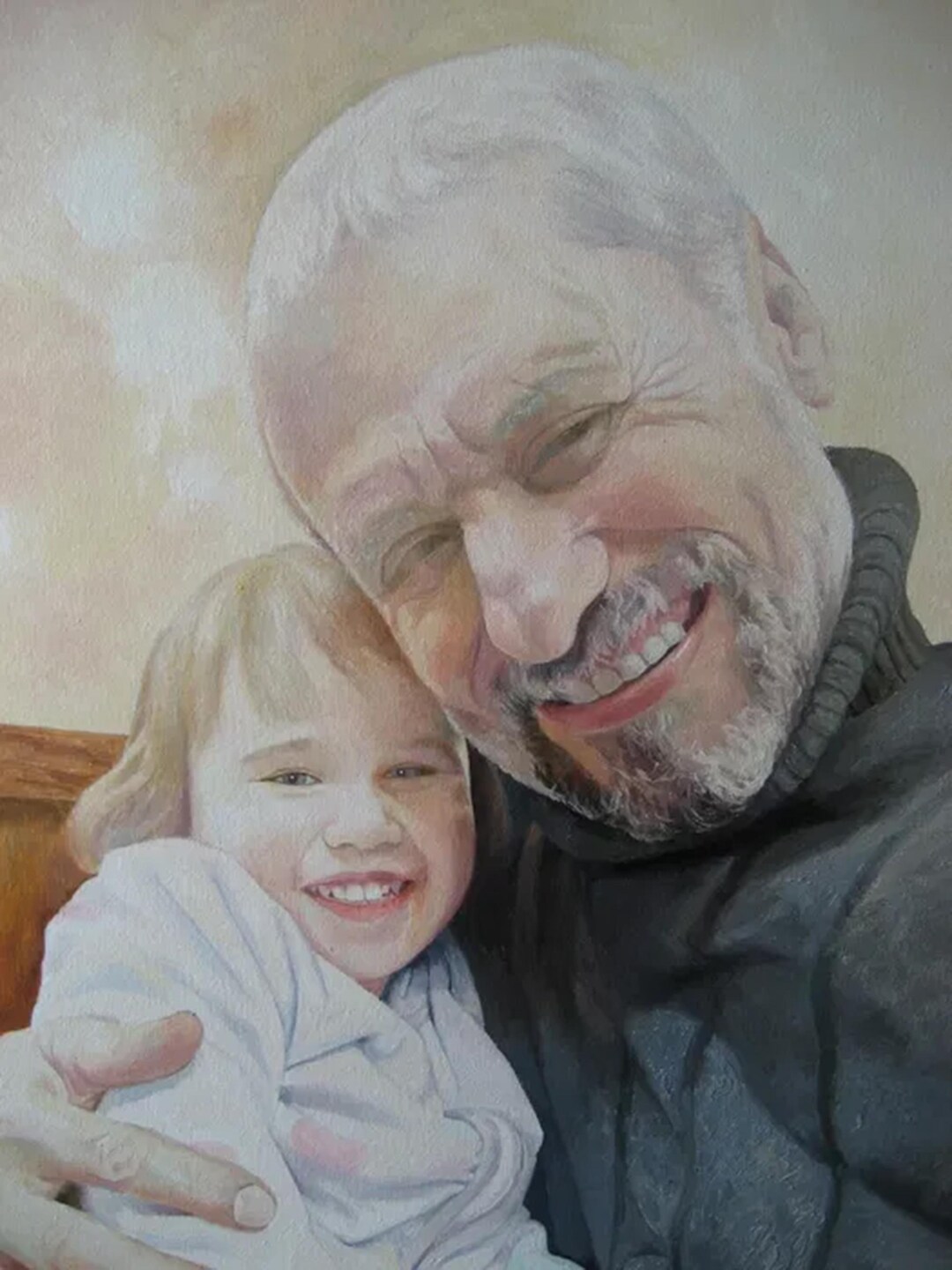 Custom Grandfather and Grandchild Portrait | Hand-painted Oil Artwork ...
