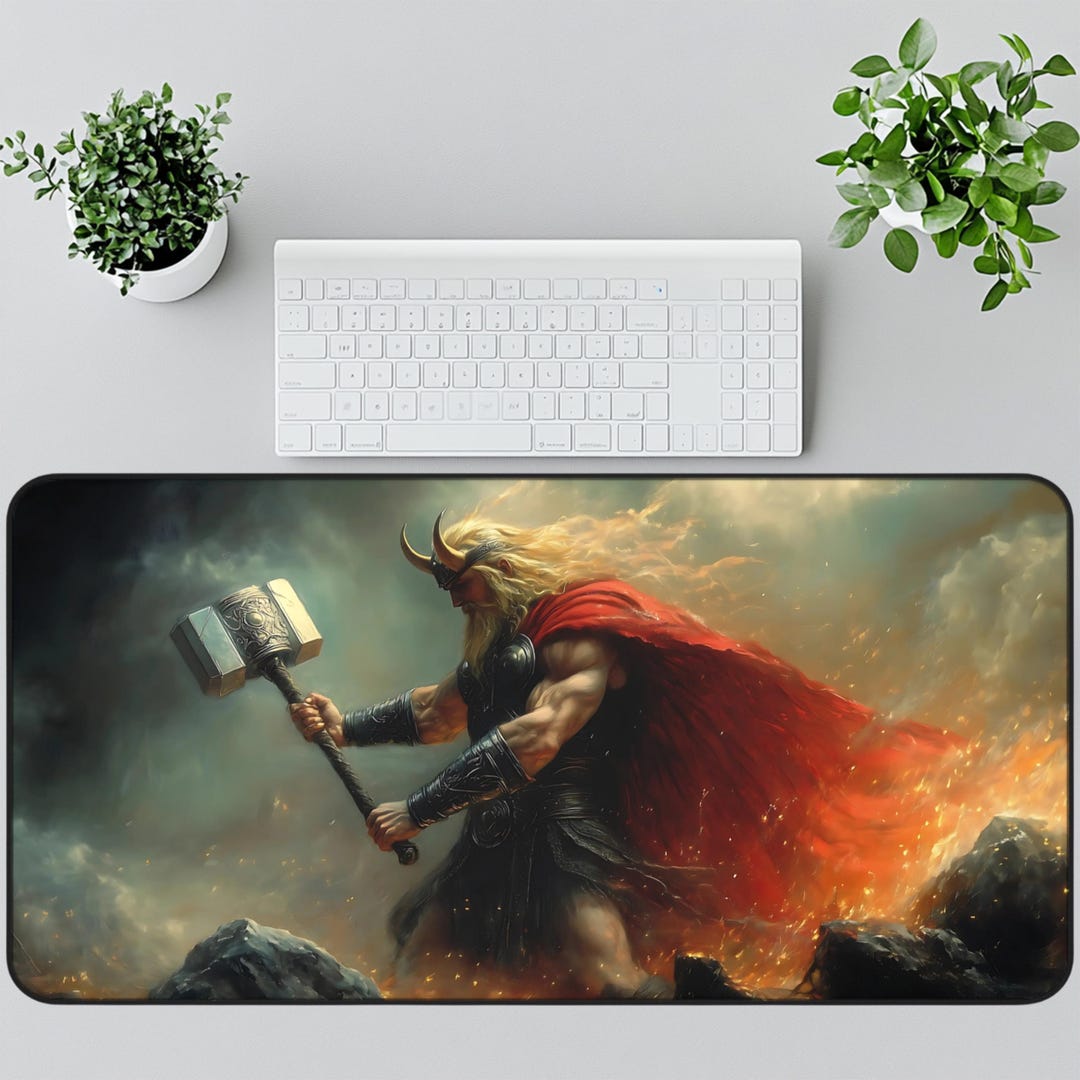 Norse Mythology Desk Pad, Thor Gaming Mat, Mjölnir, Viking Mouse Pad ...