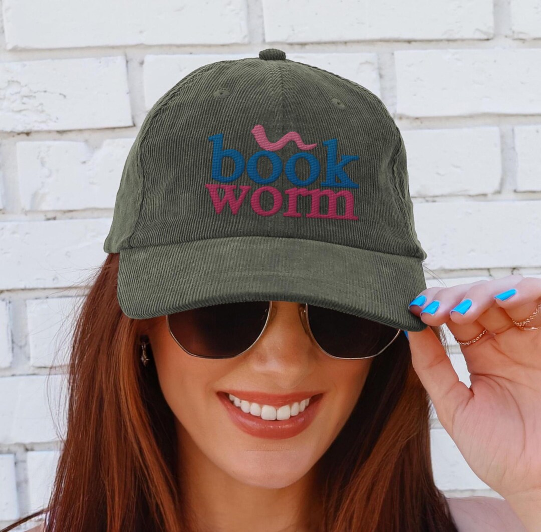 Vintage Book Worm Cap, Cute Book Lover Hat, Corduroy Baseball Cap for ...