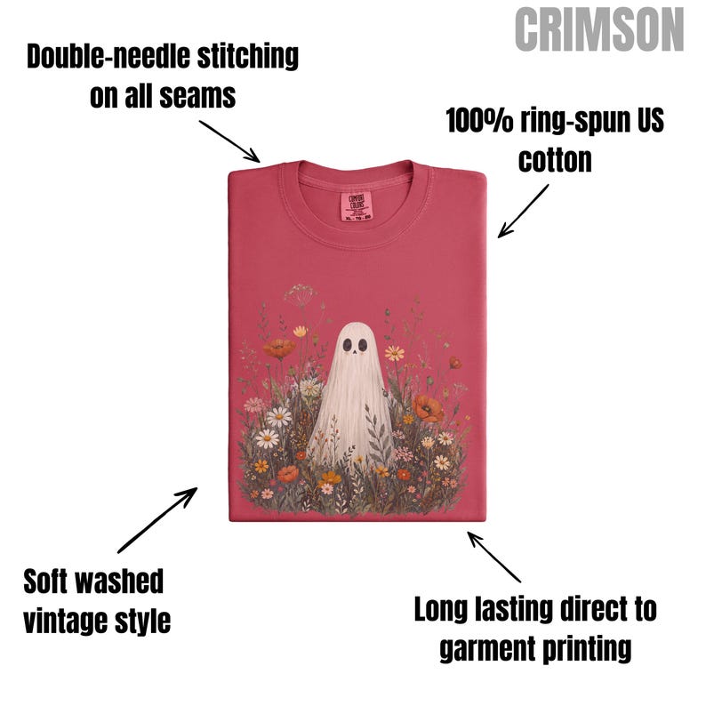 Cottagecore Halloween Shirt, Cute Floral Ghost Tee, Wildflower Meadow T ...