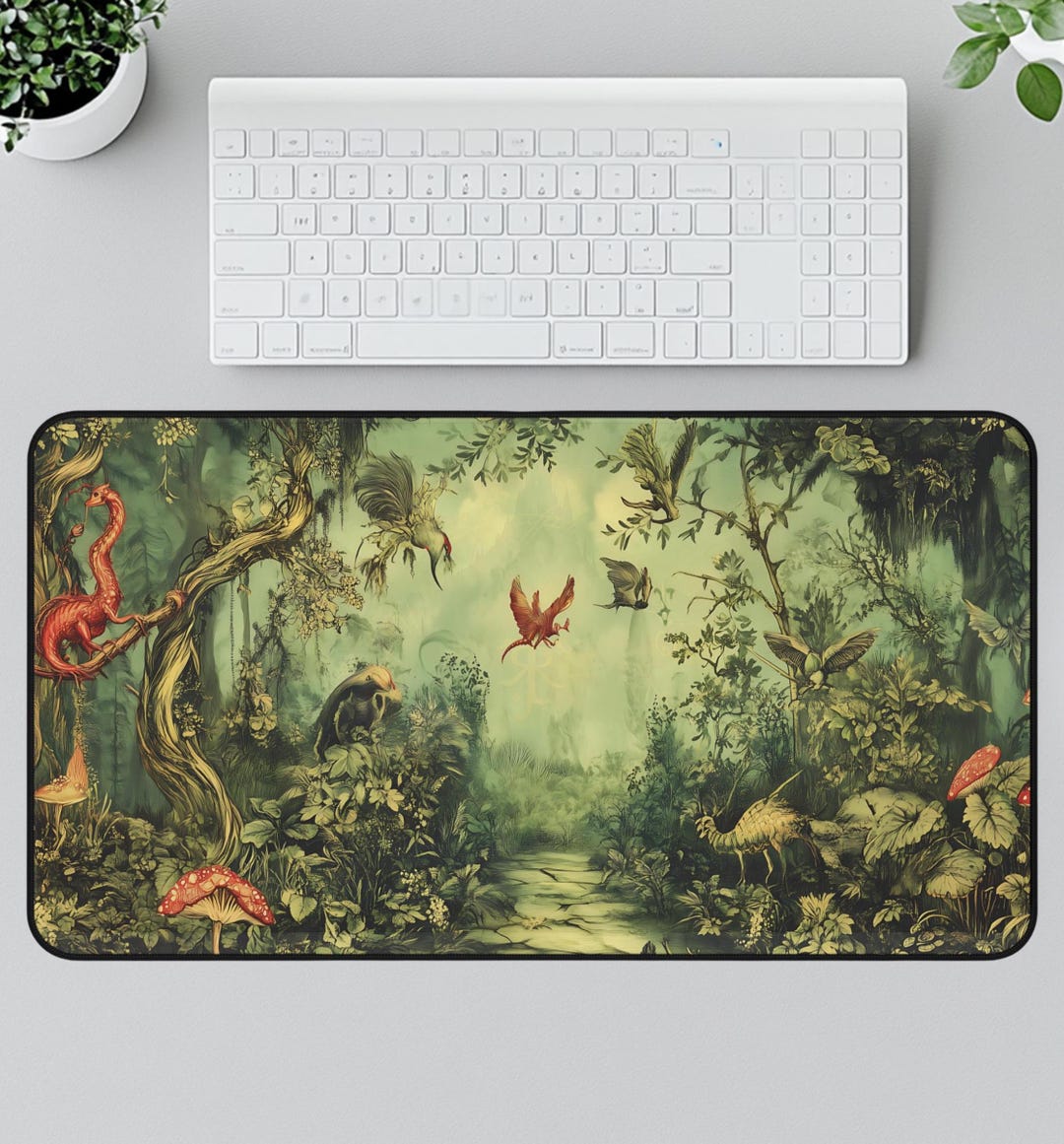 Fantasy Forest Desk Pad | Magical Enchanted Workspace Mat | Dark ...
