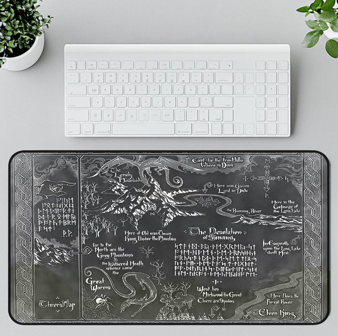 The Hobbit Map Desk Mat | Middle Earth Desk Pad, Lotr Office Decor ...