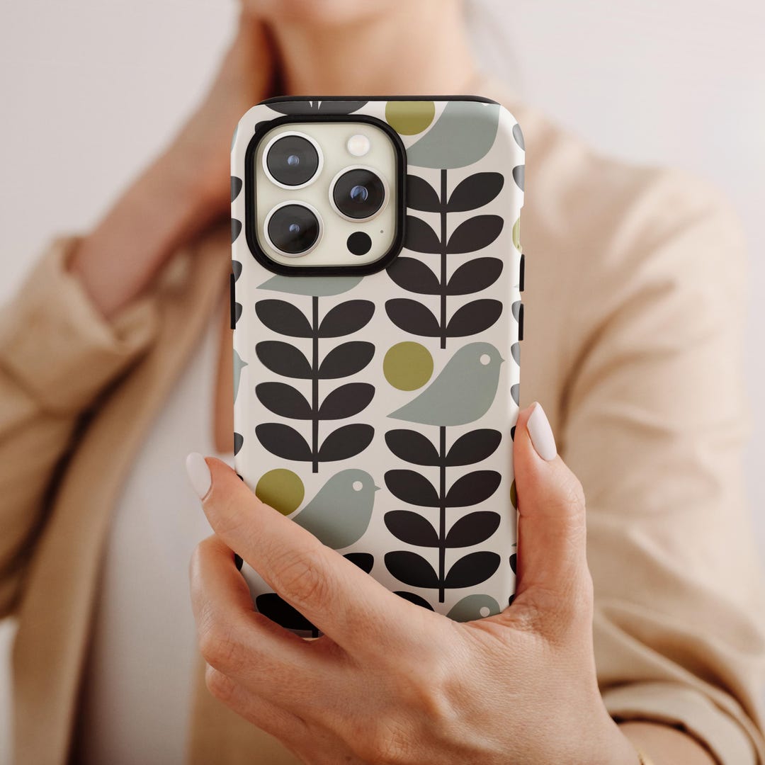 Scandinavian Bird Phone Case: Modern Nordic Design, Magsafe, Tough ...