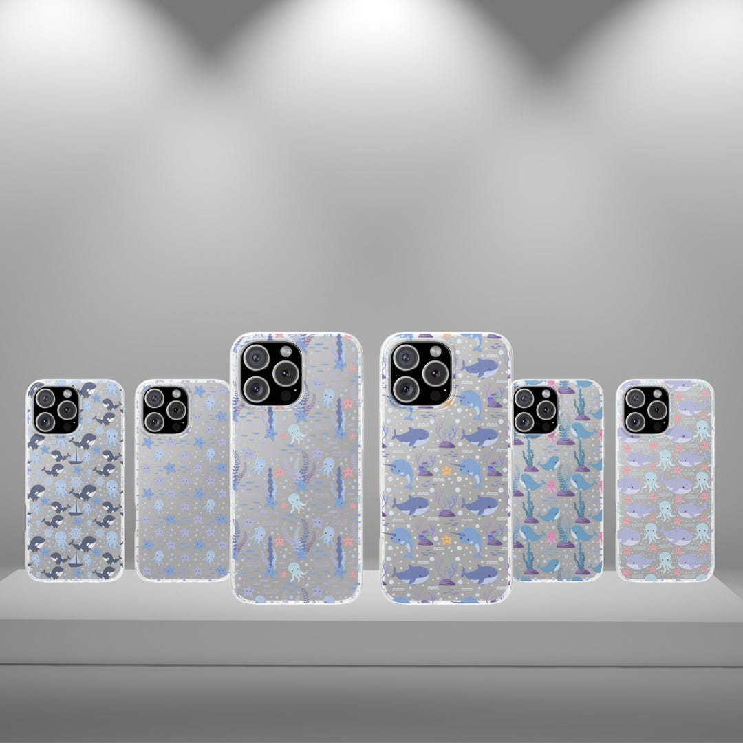 Cute Sea Creatures Phone Case Design,soft Case, iPhone 16 Pro Max, 15, 14, 13, 12, 11, XS ...