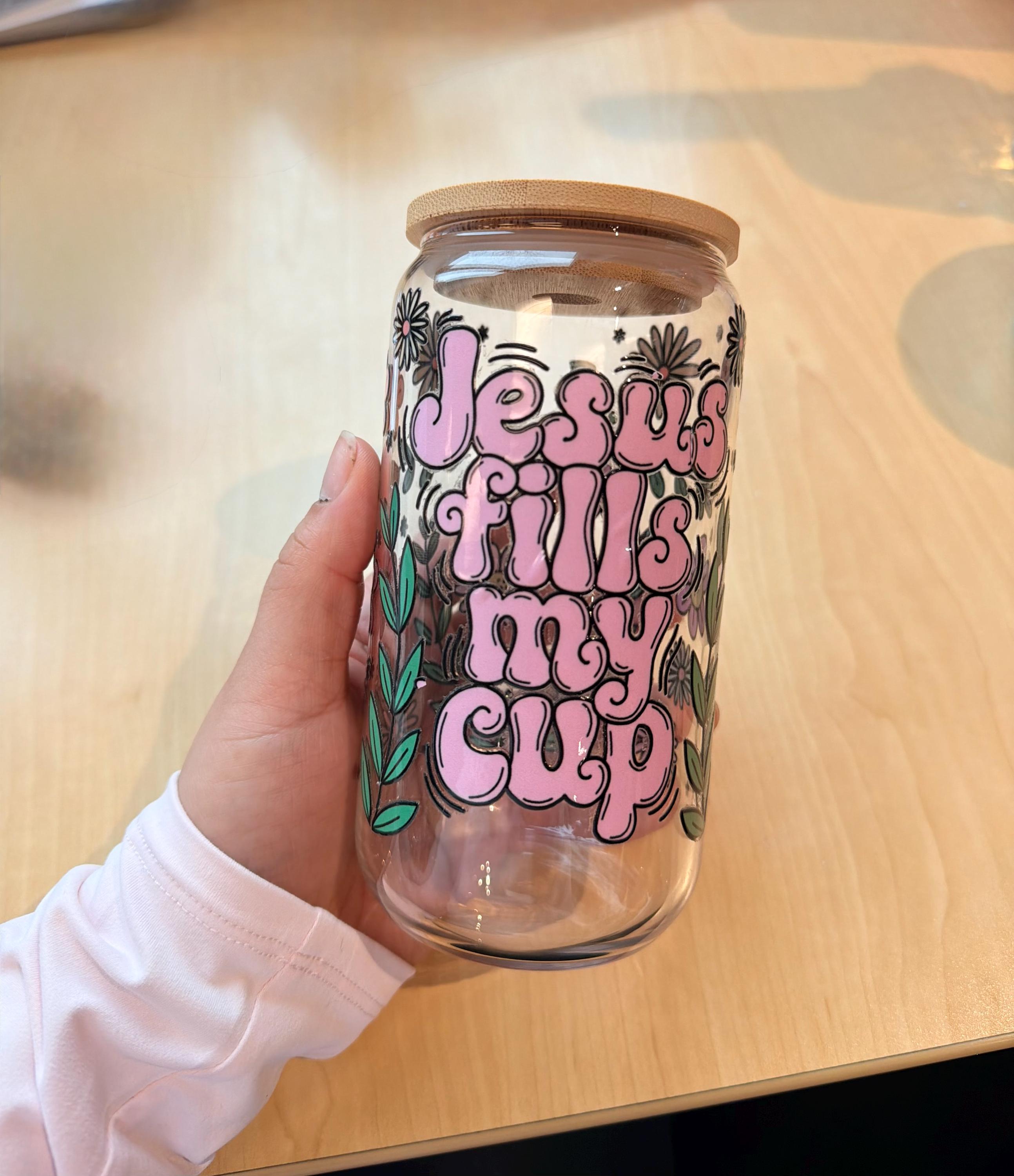 Christian Faith Iced Coffee Glass Cup, Bamboo Lid & Straw, Personal ...