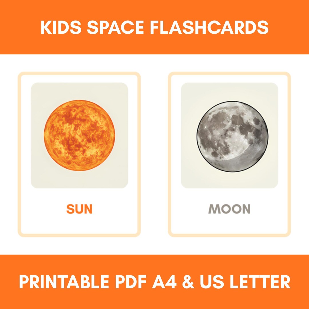 Planets & Space Flash Cards Kids, Instant Download - Etsy Canada