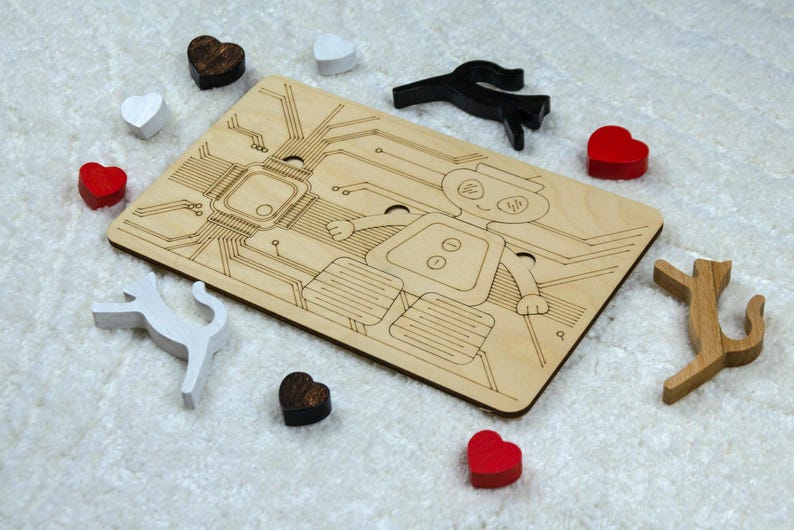 Montessori Wooden Robot Activity Board With Removable Letters ...
