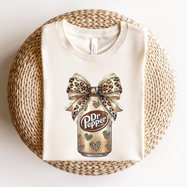 Dr Pepper Leopard Bow Shirt, Coquette Soda Can Graphic Tee, Funny Drink ...